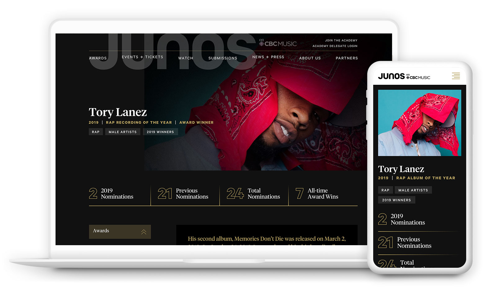 Web Design for The Entertainment Industry | The JUNO Awards