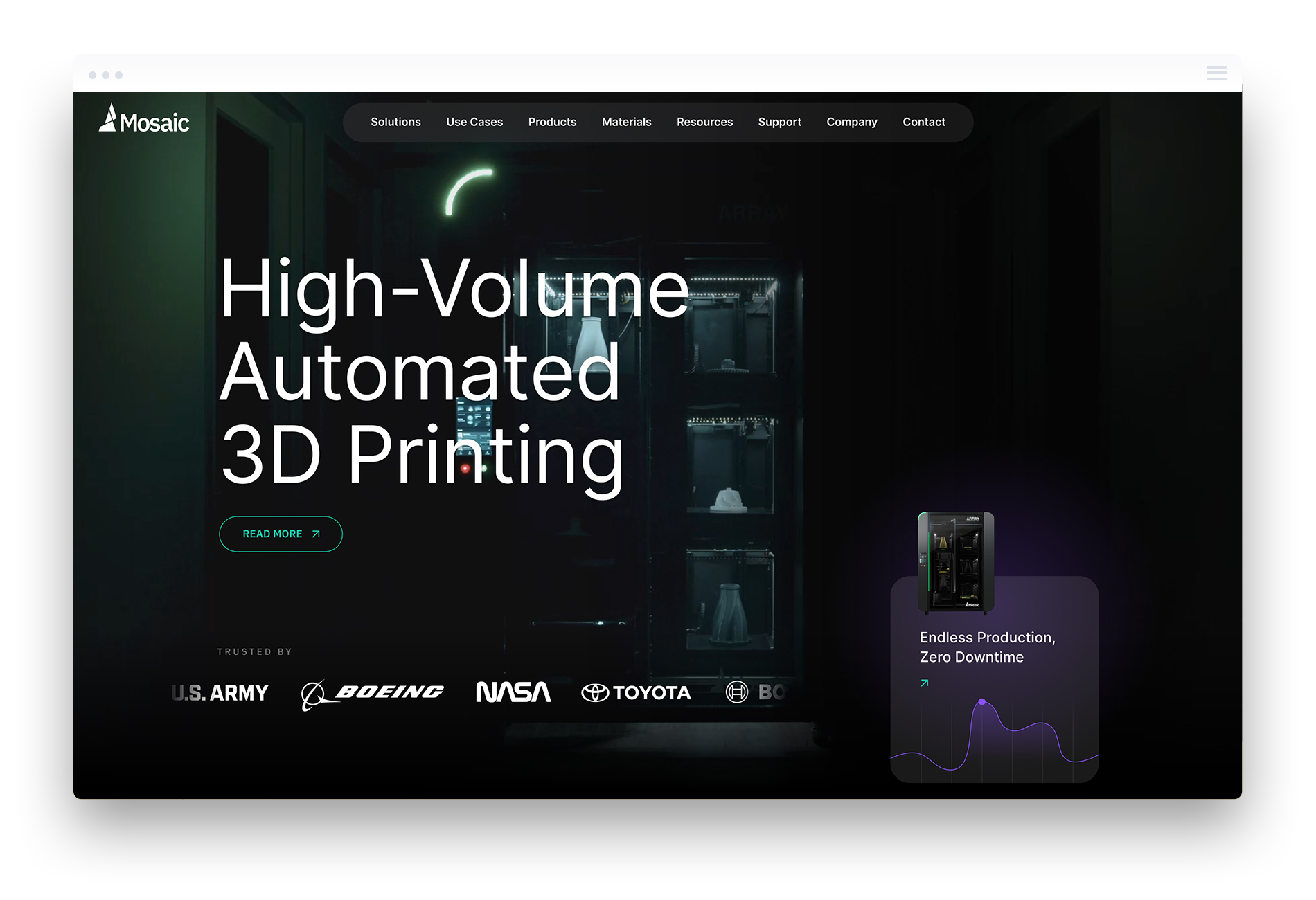 Web Design for Industrial 3D Printer Manufacturer – Mosaic